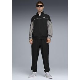 Jogginganzug Puma "WOVEN COLORBLOCK SUIT", Herren, Gr. M, Puma schwarz, Twill, Obermaterial: 100% Polyester, unifarben, regular fit, Sportanz&uuml;ge Jogginganzug, Jacke mit hohem Kragen und elastischen B&uuml;ndchen, Hose mit Kordelzug