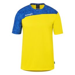 Trainingsshirt Kempa "Trainings-T-Shirt Athletics 29 Kids", M&auml;dchen, Gr. 140, gelb (limonengelb, royal), Obermaterial: 100% Polyester Pol. recyc.., Shirts