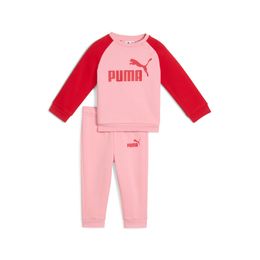 Trainingsanzug Puma "MINICATS ESS RAGLAN CREW SET FL INF", Jungen, Gr. 104, pinkscape, Fleece, Obermaterial: 68% Baumwolle, 32% Polyester, unifarben, regular fit, Sportanz&uuml;ge Trainingsanzug, 2-teilig, mit Rundhalsausschnitt, mit innenliegendem Kordelzug