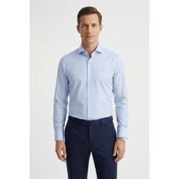 Businesshemd BOSS "HANK", Herren, Gr. 40, N-Gr, light, pastel blau451, Web, Obermaterial: 98% Baumwolle, 2% Elasthan, gestreift, regular fit normal, Rundhals, 2-Knopf-Manschette mit Schlitz, Hemden, Kentkragen, Regular Fit, gestreift, Baumwollmischung