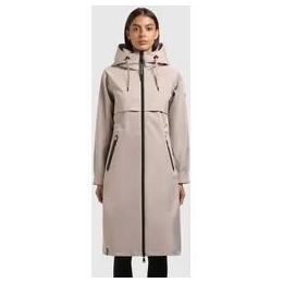 Regenmantel Khujo "PINAX2", Damen, Gr. L, latte beige, Web, 100% Polyester, unifarben, regular fit knielang, Raglan&auml;rmel mit Druckknopf, M&auml;ntel