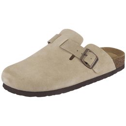 Sandale NOU "Corwin Leather Cork Clog V2", Damen, Gr. 37, timber wolf, Leder, Schuhe Sandale