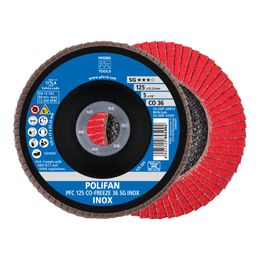 Pferd TOOLS POLIFAN F&auml;cherscheibe PFC 125x22,23 mm konisch CO-FREEZE 36 SG INOX Edelstahl (67712536)