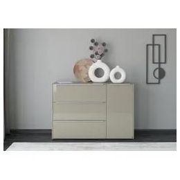 Sideboard "Reno", taupe matt lack, glas taupe glanz, B:137cm H:94cm T:42cm, Glas, Holzwerkstoff, SET ONE BY Musterring, Sideboards, Sideboard, Mit Gleitern und in verschiedenen Farben erh&auml;ltlich