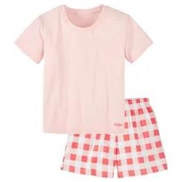 Pyjama Buffalo, M&auml;dchen, Gr. 122/128, apricot kariert, Jersey, Obermaterial: 100% Baumwolle, kariert, kurz, Rundhals, abgesteppte Kante, Homewear-Sets Pyjama, M&auml;dchen - kurzer Schlafanzug mit karierter Hose
