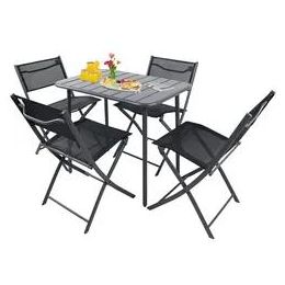 Garten-Essgruppe Vcm "5 tlg. Bistroset Balkonset Gartenset Sumila 80x55", schwarz, B:45cm T:46cm, Obermaterial: 80% Textilmaterial TEXMAT. 20% Metall MT., Sitzm&ouml;bel-Sets
