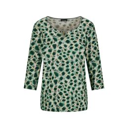 Schlupfbluse GOLDNER "Kurzgr&ouml;&szlig;e Elegante Viskosebluse mit Leo-Muster", Damen, Gr. 19, gr&uuml;n (graugr&uuml;n, gemustert), Obermaterial: 100% Viskose CV., Modisch, Blusen Schlupfbluse, Rundhalsausschnitt
