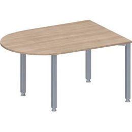 Sch&auml;fer Shop Sch&auml;fer Shop Genius Konferenztisch MODENA FLEX, Halbkreis, 4-Fu&szlig; Quadratrohr, B 1400 x T 1000 x H 720-840 mm, Eiche Dekor/wei&szlig;aluminium RAL 9006