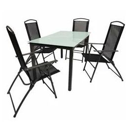 Garten-Essgruppe Vcm "5-tlg Sitzgruppe Gartenm&ouml;bel Tisch St&uuml;hle Set 140M", schwarz, B:140cm T:80cm, Obermaterial: 100% Metall MT., Sitzm&ouml;bel-Sets