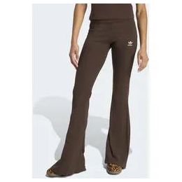 Leggings Adidas ORIGINALS "ESSENTIALS RIB FLARED", Damen, Gr. XL, N-Gr, aurora coffee, normal, gr., Obermaterial: 46% Baumwolle, 45% Viskose, 9% Elasthan, Hosen Leggings, mit ausgestelltem Bein und Ripp Optik, hoher Bund