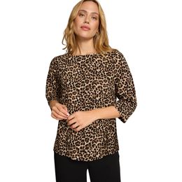 Hemdbluse Zero "Damen mit Rundhalsausschnitt", Damen, Gr. 34, beigeschwarz, Web, Obermaterial: 100% Viskose. F&uuml;llung:, bedruckt, figurbetont normal, Rundhals, eng, Blusen Hemdbluse