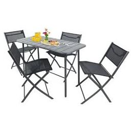 Garten-Essgruppe Vcm "5 tlg. Bistroset Balkonset Gartenset Sumila 110x55", schwarz, B:110cm T:55cm, Obermaterial: 80% Textilmaterial TEXMAT. 20% Metall MT., Sitzm&ouml;bel-Sets