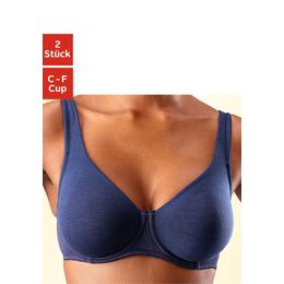 Minimizer-BH Petite Fleur, Damen, Gr. 100, Cup C, blau (marine, wei&szlig;), Jersey, Obermaterial: 90% Baumwolle, 10% Elasthan, BHs Minimizer-BH, mit B&uuml;gel aus Baumwolle &ndash; auch ideal f&uuml;r gro&szlig;e Gr&ouml;&szlig;en