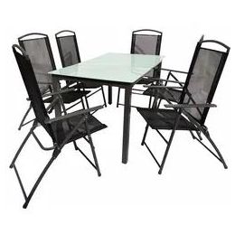 Garten-Essgruppe Vcm "7-tlg Sitzgruppe Gartenm&ouml;bel Tisch St&uuml;hle Set 140M", schwarz, B:140cm T:80cm, Obermaterial: 100% Metall MT., Sitzm&ouml;bel-Sets