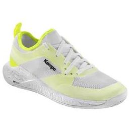 Hallenschuh Kempa "Hallen-Sport-Schuhe Kourtfly W", Herren, Gr. 4,5, wei&szlig; (wei&szlig;, fluo gelb), Obermaterial: 100% Textilmaterial TEXMAT., Schuhe Hallenschuh