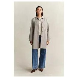 Kurzmantel Gant "CHECKED COTTON BLEND CAR", Damen, Gr. XL, oat beige, Web, Obermaterial: 54% Polyester, 46% Viskose, unifarben, regular fit ca. Mitte Oberschenkel, Rundhals, eingesetzt gerader Abschluss, M&auml;ntel Kurzmantel, Regular fit mit praktischen Taschen