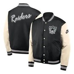 Collegejacke Nike "Nike Collegejacke Las Vegas Raiders Nike Legacy Bomber Jacket", Damen, Gr. XXL, schwarz, Popeline;Jersey, 100% Polyester, Jacken Collegejacke