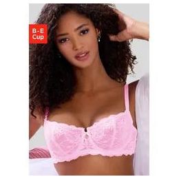 Balconette-BH Lascana "Nina", Damen, Gr. 75, Cup B, rosa, Spitze, Obermaterial: 80% Polyamid, 20% Elasthan, BHs BH Spitzenw&auml;sche B&uuml;gel-BH Spitzen-BH Hochzeitsw&auml;sche Dirndl-BH Hochzeitsdessous Balconette-BH, mit B&uuml;gel und leicht transparenten Cups aus Spitze, Dessous