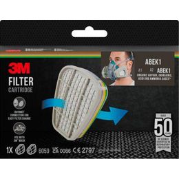 3M Filterpatrone 6059, Schutzklasse ABEK1, f&uuml;r 3M wiederverwendbare Halb-Atemschutzmasken Serie 6000, austauschbar, Packung mit 1 Paar