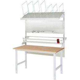 Rau Packtischsystem 05 Arbeitstisch-Serie Tom, B 2000 x T 1000 x H 760-1080 mm, Buche-Massivholzplatte, bis 500 kg