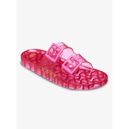 Sandale Roxy "KATTIE GLITTER", Damen, Gr. 36, sangria sunset, Synthetik, Glitzer, Schuhe Sandale, Pantolette, Sommerschuh