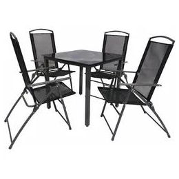 Garten-Essgruppe Vcm "5-tlg Sitzgruppe Gartenm&ouml;bel Tisch St&uuml;hle Set 80S", schwarz, B:80cm T:80cm, Obermaterial: 100% Metall MT., Sitzm&ouml;bel-Sets