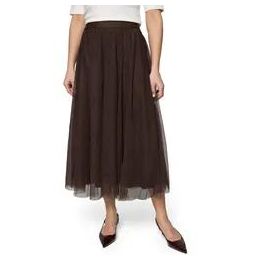 Midirock Zero "Damen mit Falten", Damen, Gr. 44, chocolate plum, T&uuml;ll, Obermaterial: 100% Polyester, transparent, ausgestellt lang, R&ouml;cke, Material