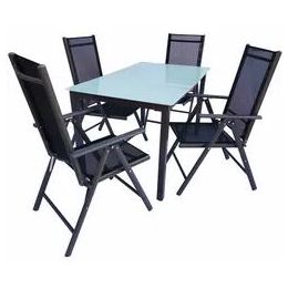 Garten-Essgruppe Vcm "5 tlg. Gartenset Sitzgruppe Tisch St&uuml;hle 140 MA", schwarz (anthrazit), B:140cm T:80cm, Obermaterial: 100% Metall MT., Sitzm&ouml;bel-Sets