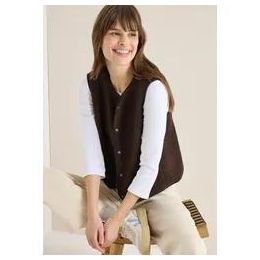 Fellweste Cecil "Curly fake Wool", Damen, Gr. XXL (46), macchiato braun, Fleece, Obermaterial: 100% Polyester, unifarben, normal h&uuml;ftbedeckend, Rundhals, Westen, in Woll-Optik