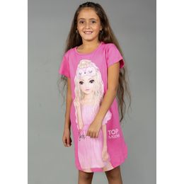 Nachthemd TOPMODEL, M&auml;dchen, Gr. 152, N-Gr, rosa (azalea pink), Jersey, Obermaterial: 100% Baumwolle, bedruckt, relaxed fit, Rundhals, Kleider Nachthemd, mit Top Model Druck