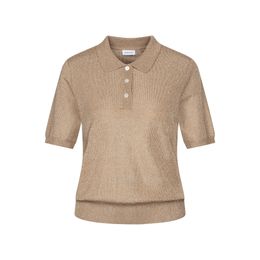 Polokragenpullover Seidensticker, Damen, Gr. M, gold, 68% Baumwolle, 32% metallisierte Fasern, regular fit, Pullover, Polo
