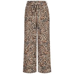 Stoffhose CLOUD 5IVE "CLOUD 5IVE Summer Pants with tie belt and aop leo print", Damen, Gr. XL, US-Gr&ouml;&szlig;en, leo, 95% Polyester, 5% Elasthan, loose fit, Hosen Stoffhose