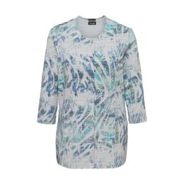 2-in-1-Shirt GOLDNER "Jersey-Set mit Glitzersteinen", Damen, Gr. 44, blau (bleu, natur, gemustert), Obermaterial: 50% Viskose CV. 45% Polyester PES. 5% Elasthan EL., Tubular, Shirts 2-in-1 Shirt, Top mit Glitzersteinchen verziert