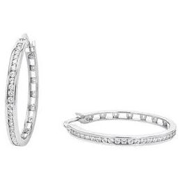 Paar Creolen Tom Tailor "Schmuck Geschenk Silber 925", silberfarben, kristallwei&szlig;, kristallwei&szlig;, Ohrringe, Damen, 30mm, Silber 925 (Sterlingsilber), mit Zirkonia (synth.)