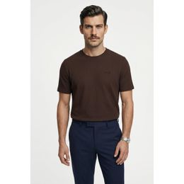 Pyjamaoberteil BOSS "Waffle T-Shirt", Herren, Gr. S, schwarz braun 207, Obermaterial: 60% Baumwolle, 40% Polyester, regular fit, Rundhals, Shirts
