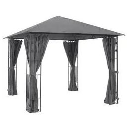 Pavillon Konifera "Athen", grau (schwarz, grau, grau), B/H/T: 300cm x 250cm x 300cm, Pavillons, Bl&auml;tter-Optik, inkl. 4 Seitenteile, Topseller