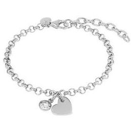 Armband Tom Tailor "Schmuck Geschenk Edelstahl Herz", edelstahlfarben, kristallwei&szlig;, kristallwei&szlig;, Armb&auml;nder, Damen, 20cm, Edelstahl, Armband, mit Kristallglas