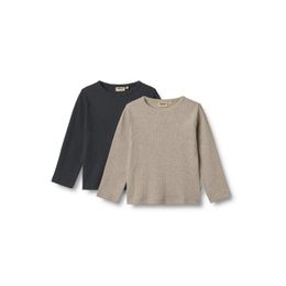 Longsleeve Wheat "Wheat 2 Rib T-shirt L/S Milo", M&auml;dchen, Gr. 110, navy, 95% Baumwolle, 5% Elasthan, unifarben, normal, Rundhals, Shirts