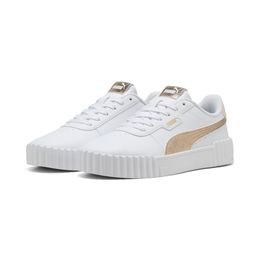 Sneaker Puma "CARINA 3.0 METALLIC WHISPER", Damen, Gr. 36, Puma wei&szlig;, Puma gold, Synthetik, unifarben, Schuhe Sneaker, f&uuml;r vielseitige Aktivit&auml;ten, mit leicht profilierter Gummi-Laufsohle