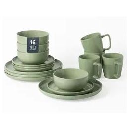 Geschirr-Set OTTO HOME "Tommik, au&szlig;en matt, innen gl&auml;nzend", gr&uuml;n, 16, Steinzeug, Geschirr-Sets, Geschirr-Set, sp&uuml;lmaschinenfest und mikrowellengeeignet