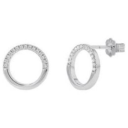 Paar Ohrstecker Tom Tailor "Schmuck Geschenk Silber 925 Kreis rund", silberfarben, kristallwei&szlig;, kristallwei&szlig;, Ohrringe, Damen, Silber 925 (Sterlingsilber), mit Zirkonia (synth.)