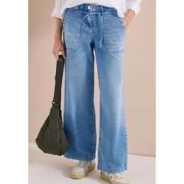 Weite Jeans Cecil, Damen, Gr. 25, L&auml;nge 32, authentic used wash, Denim/Jeans, Obermaterial: 98% Baumwolle, 2% Elasthan. Futter: 52% Polyester, 48% Baumwolle, loose fit lang, Jeans, ausgestellter Saum, authentische Waschung