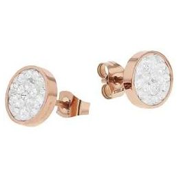 Paar Ohrstecker Tom Tailor "Schmuck Geschenk Edelstahl Kreis rund", ros&eacute;goldfarben, kristallwei&szlig;, kristallwei&szlig;, Ohrringe, Damen, Edelstahl, mit Kristallsteine