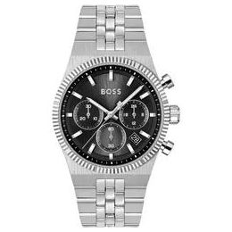 Chronograph BOSS "CANDOR PRIME", silberfarben, schwarz, Armbanduhren, Herren, Chronograph, Quarzuhr, Armbanduhr, Herrenuhr, Edelstahlarmband, analog, Tag