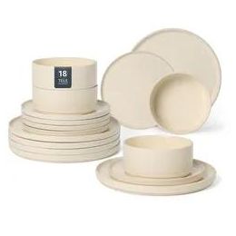 Geschirr-Set OTTO HOME "Ylvii, au&szlig;en matt, innen gl&auml;nzend", beige, 18, Steinzeug, Geschirr-Sets, Geschirr-Set, sp&uuml;lmaschinenfest und mikrowellengeeignet