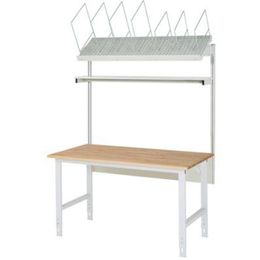 Rau Packtischsystem 01 Arbeitstisch-Serie Tom, B 1500 x T 800 x H 760-1080 mm, Buche-Massivholzplatte, bis 500 kg