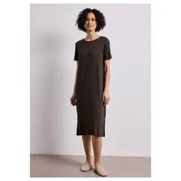 Midikleid Street One, Damen, Gr. 44, EURO-Gr&ouml;&szlig;en, espresso braun, Stoff, 95% Viskose, 5% Elasthan, unifarben, comfort fit Midi, Rundhals, normaler Saum, Kleider Midikleid, in Unifarbe