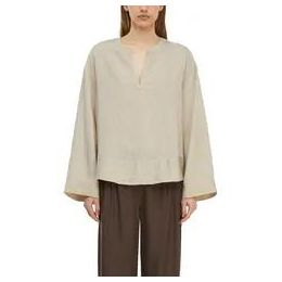 Schlupfbluse comma, Damen, Gr. 40, bone beige, Web, Obermaterial: 65% Viskose, 35% Polyester, gestreift, weit h&uuml;ftbedeckend, V-Ausschnitt, weit, Blusen Schlupfbluse, Weite Passform