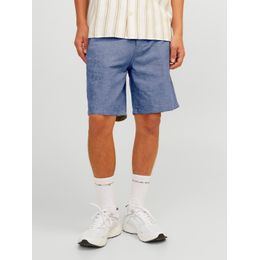 Jack & Jones Chinoshorts JACK & JONES "JPSTACE SUMMER SHORT SRT SN", Herren, Gr. XL, N-Gr, blau (faded denim detail:melange), Web, Obermaterial: 74% Baumwolle, 26% Leinen, meliert, regular fit kniefrei, Hosen Chinoshorts, mit praktischen Taschen