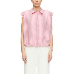 Blusentop comma, Damen, Gr. 36, pink stripe, Web, Obermaterial: 60% Lyocell, 40% Baumwolle, gestreift, l&auml;ssig geschnitten h&uuml;ftbedeckend, Rundhals, abgerundeter Saum, Blusen Blusentop, &Auml;rmellose Bluse -gestreift